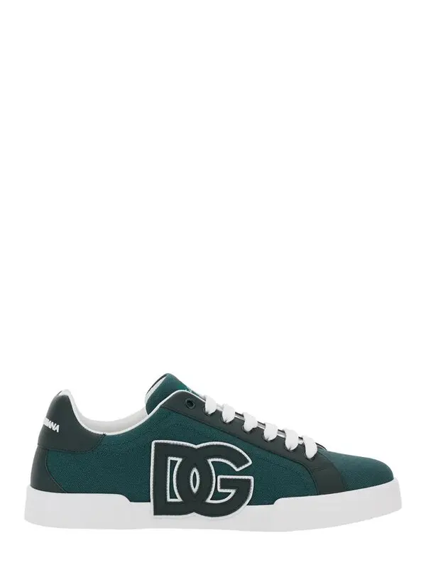 Dolce & Gabbana Portofino Low Top Sneakers With Logo Patch - Green