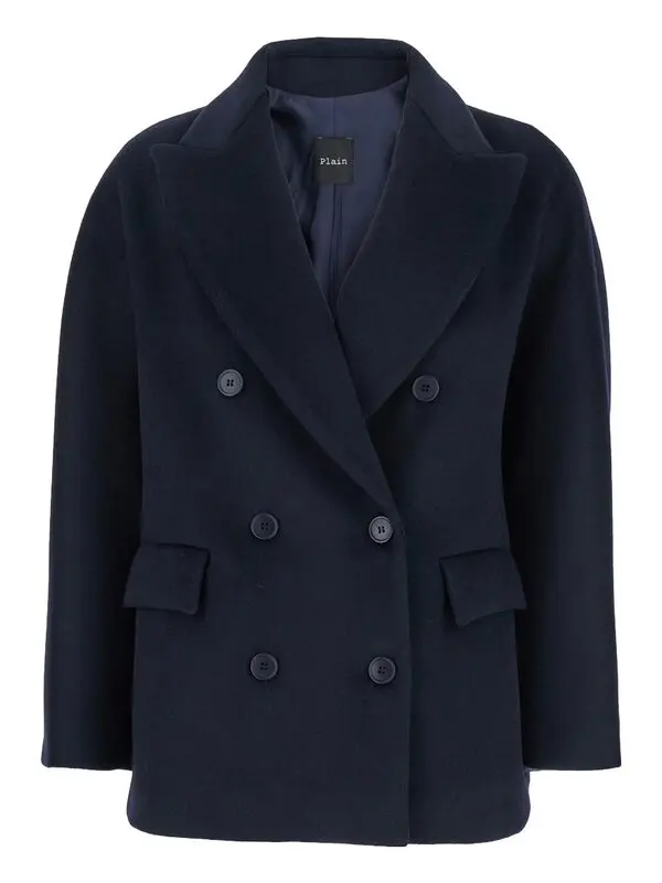 PLAIN Double-breasted Jacket With Peak Lapels - Blue