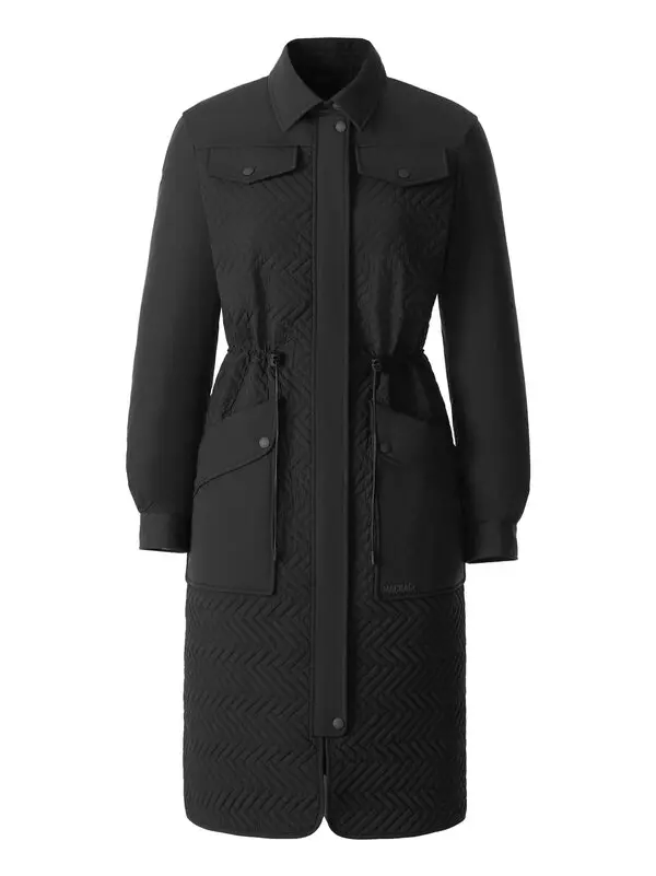 Mackage Naolin Long Down Coat With Chevron Quilt - Black