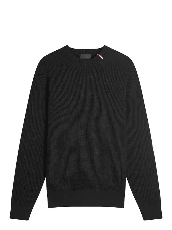 Moncler Cotton Woven Crew Neck Jumper - Black