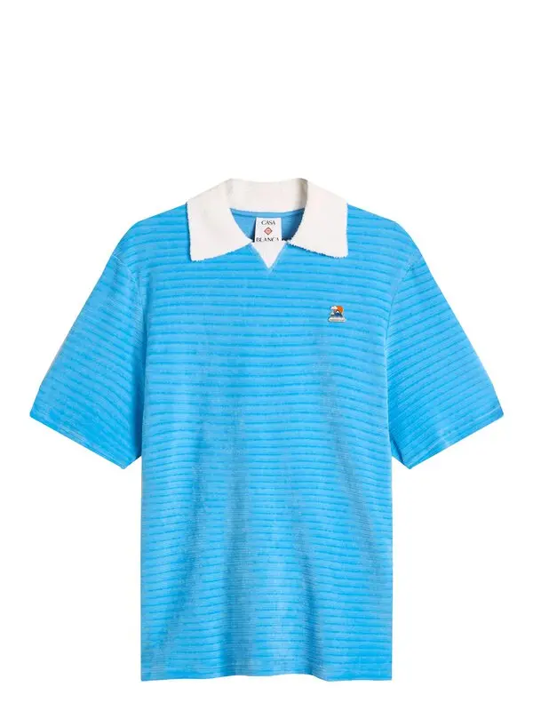 Casablanca Velour Polo - Blue