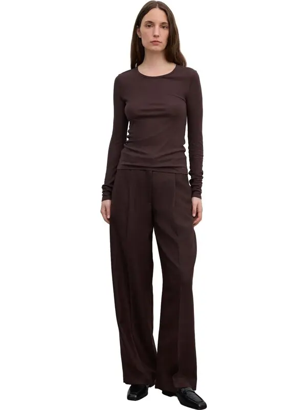 HOUSE OF DAGMAR Lyocell Long Sleeve Top - Chocolate Brown