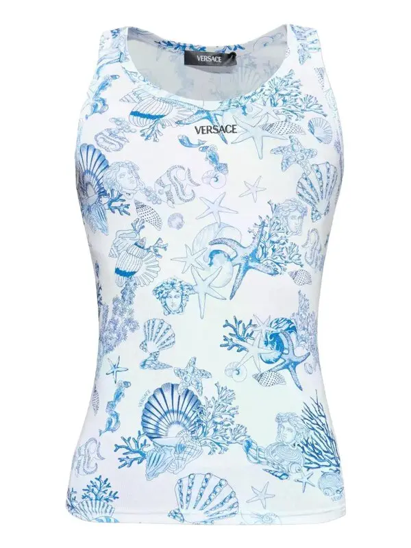Versace Sea Life-print Tank Top - White