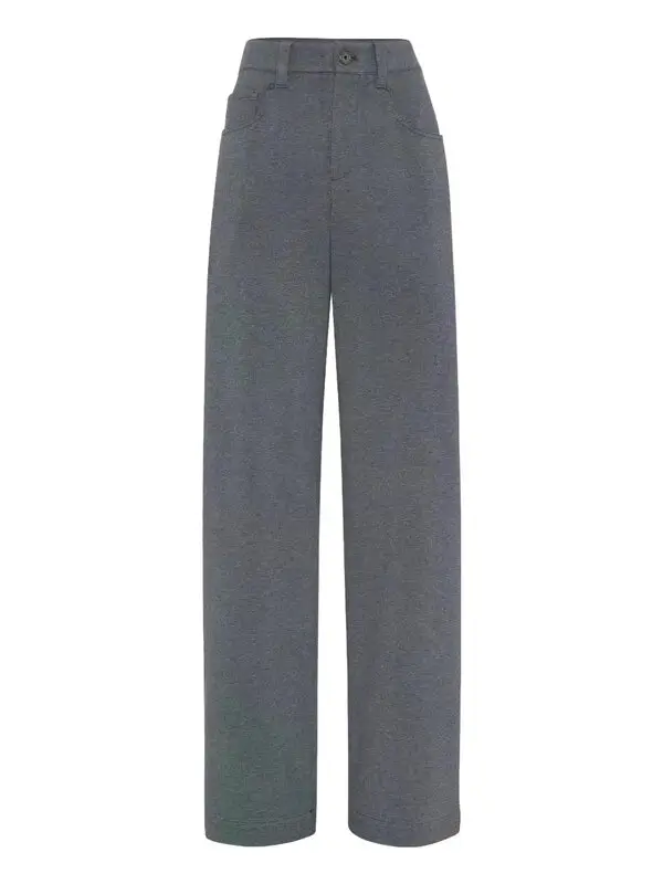 Brunello Cucinelli Pocket-detail Stretch-cotton Trousers - Grey