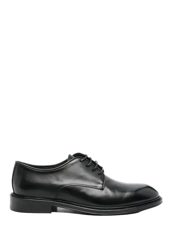 Corneliani Leather Derby Shoes - Black