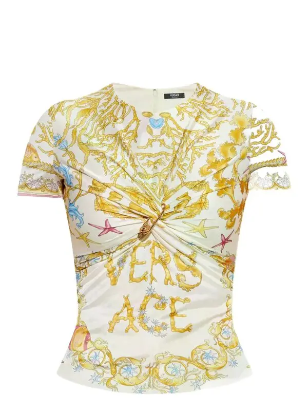 Versace Safety-pin Twisted Top - White