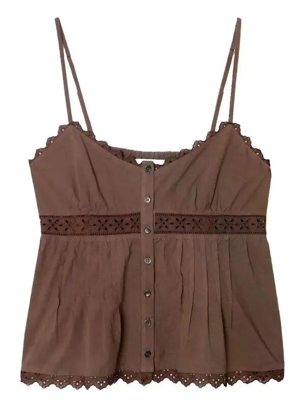 Xirena Lace-trimmed Sleeveless Shirt - Brown