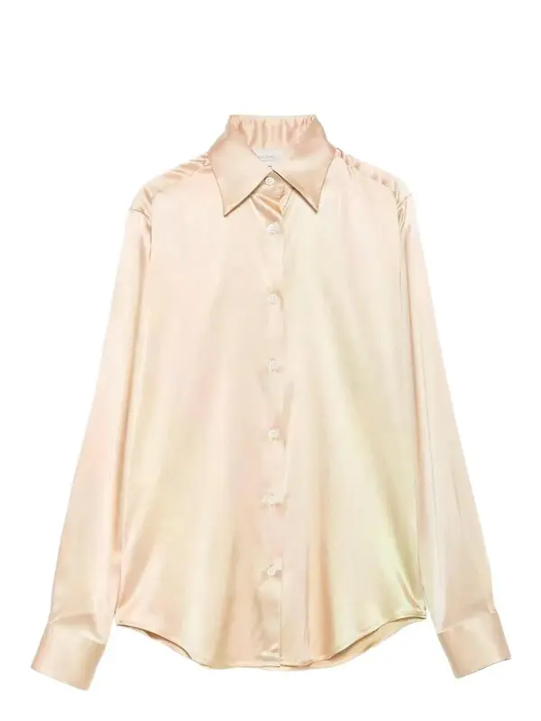MAZZARELLI Long-sleeve Silk-blend Shirt - Gold