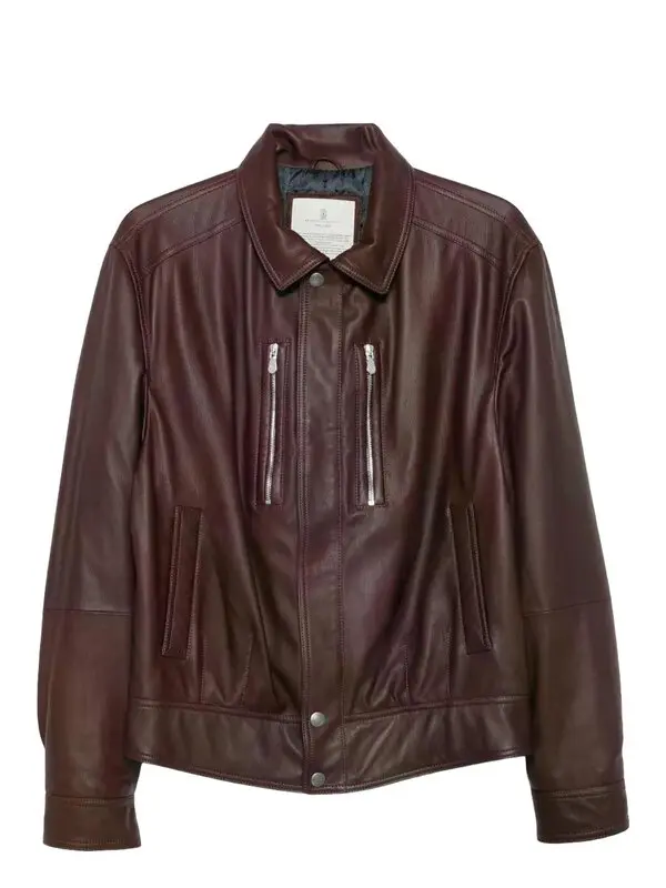 Brunello Cucinelli Zip-fastening Leather Jacket - Brown