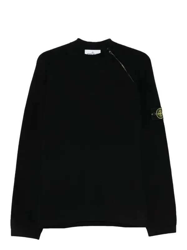Stone Island Side-zip Logo-patch Jumper - Black
