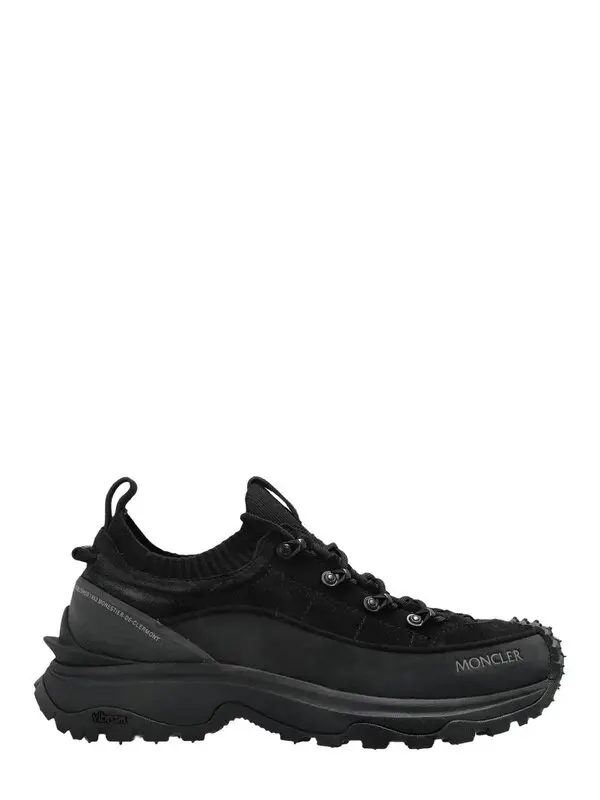 Moncler Knitted-panel Lace-up Sneakers - Black