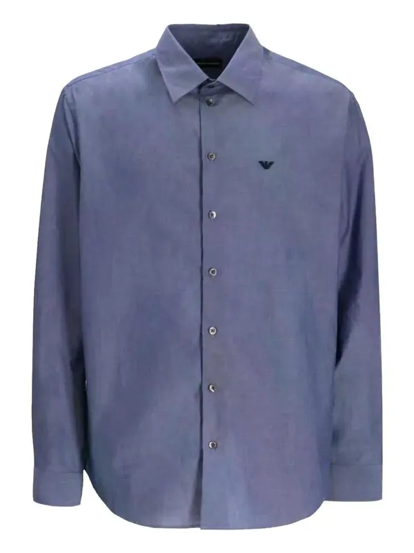 Emporio Armani Eagle-logo Cotton Shirt - Blue