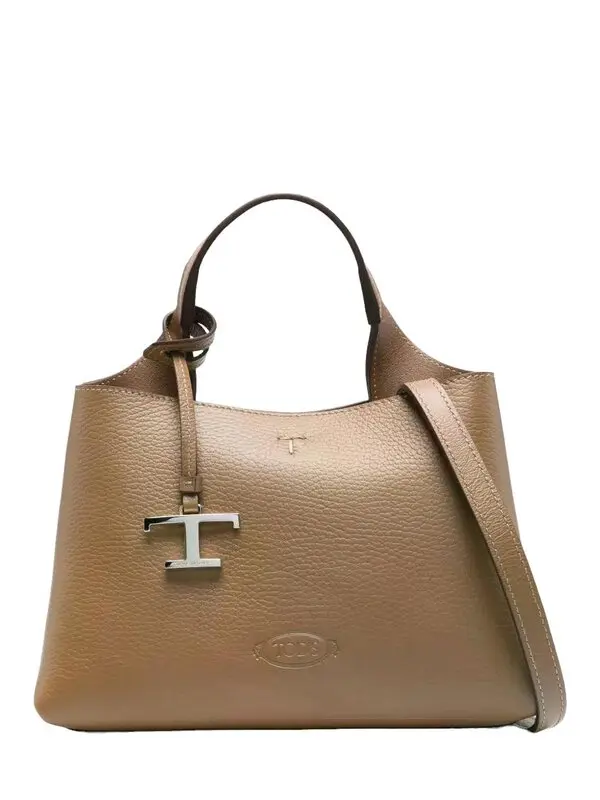 TOD'S Leather T-logo Tote - Green