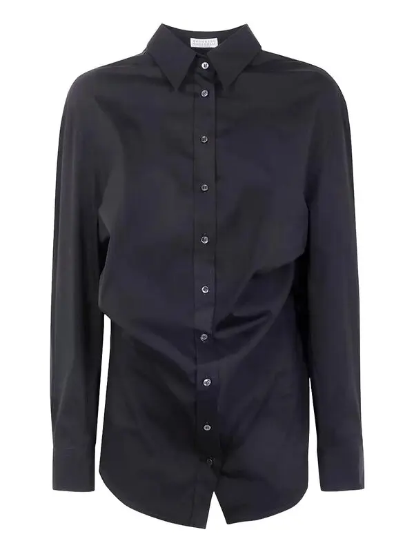 Brunello Cucinelli Button-down Draped Shirt - Black