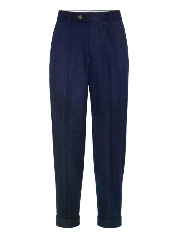 Brunello Cucinelli Pleated Wool-cashmere Blend Trousers - Blue