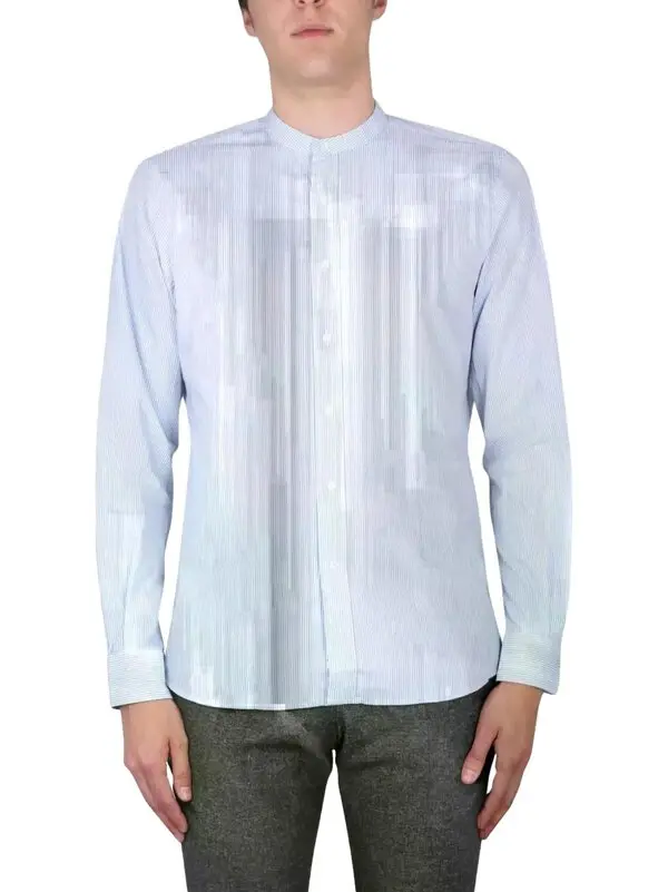 Aspesi Mandarin-collar Striped Shirt - Blue