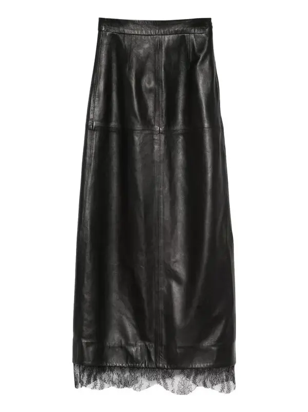 MANOKHI Leather A-line Midi Skirt - Black