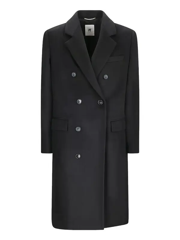 PT TORINO Wool-cashmere Blend Double-breasted Coat - Black