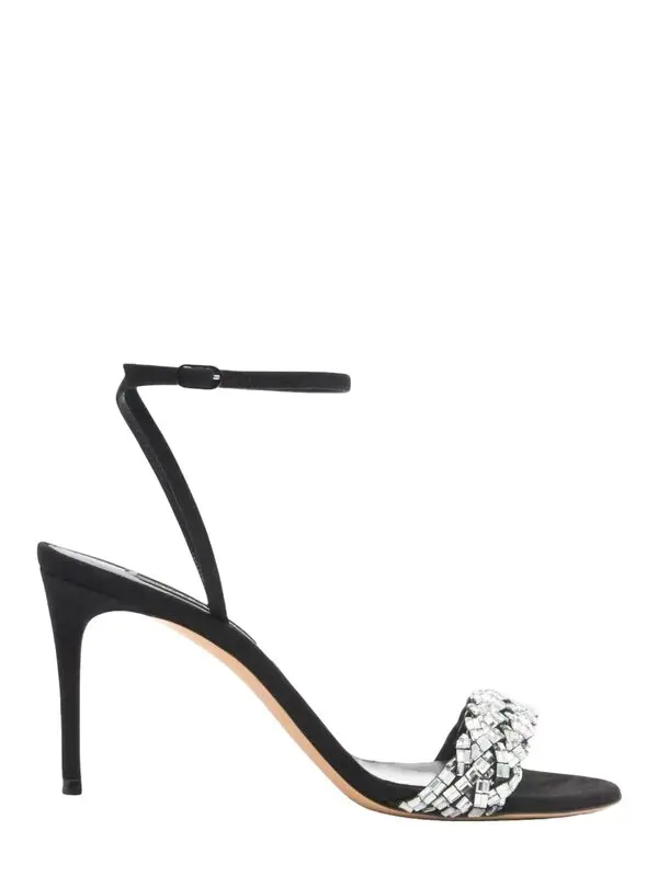 Casadei 80mm Julia Embellished Braided Sandals - Black