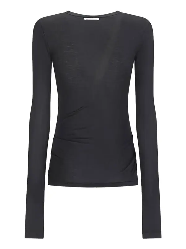 Destin Long-sleeve Draped Top - Black