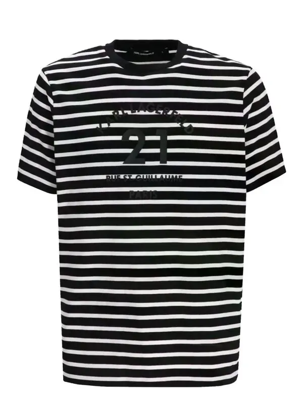 Karl Lagerfeld Striped Embroidered T-shirt - Black