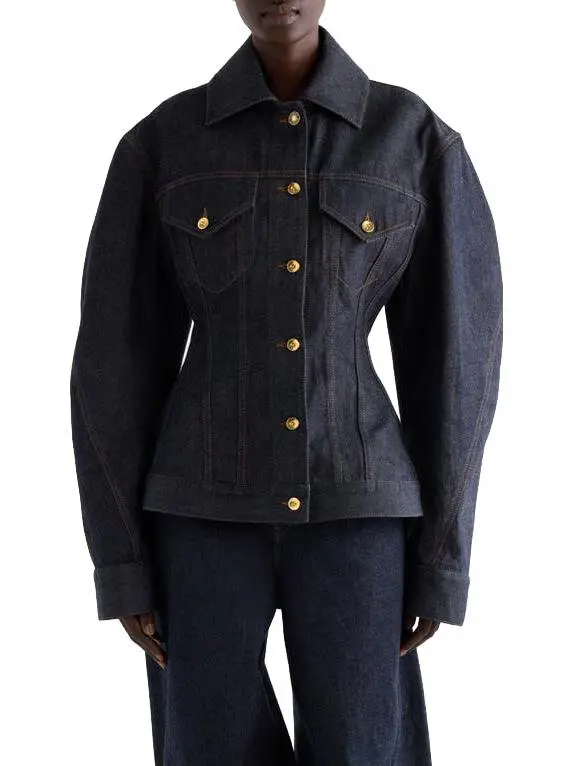 Givenchy Cocoon Waisted Denim Jacket - Dark Blue