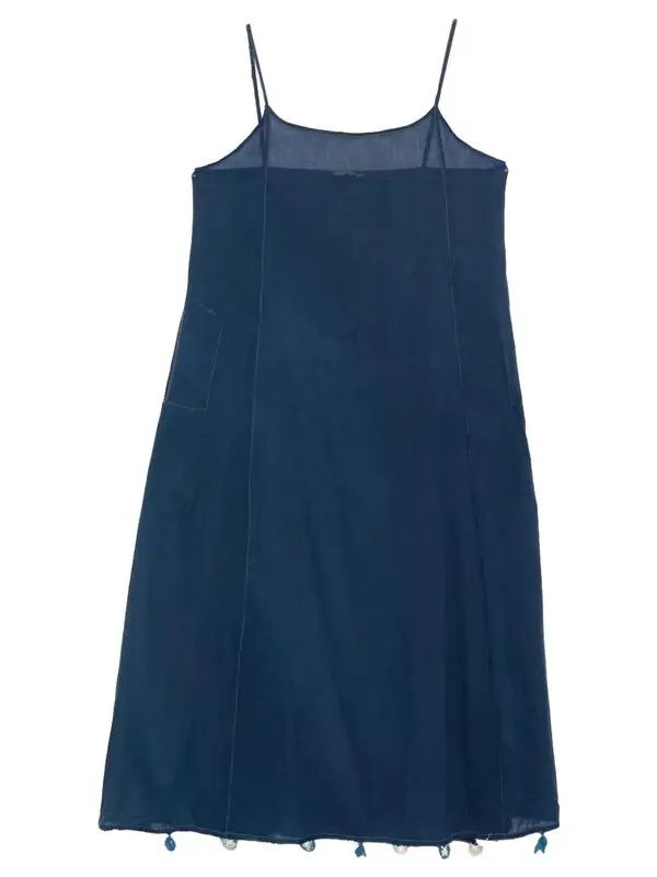 INJIRI Tassel-trimmed Slip Midi Dress - Blue