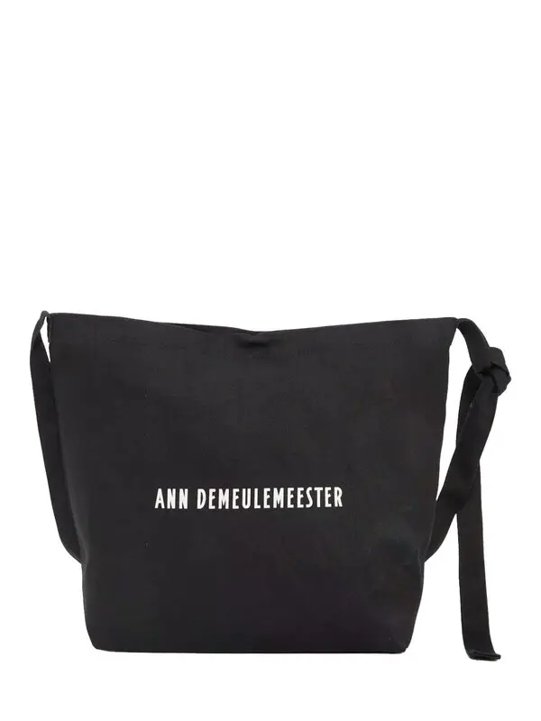 ANN DEMEULEMEESTER Cotton Shoulder Bag - Black
