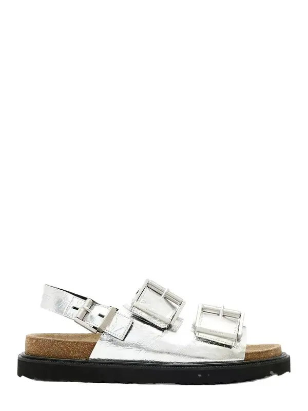 ALLSAINTS Isla Buckled Slingback Sandals - Silver