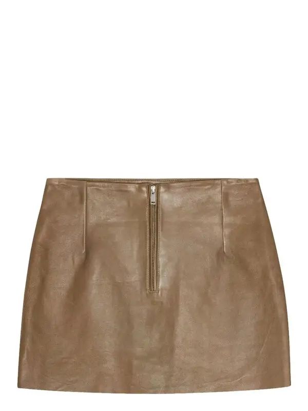 Remain Birger Christensen Leather Mini Skirt - Brown
