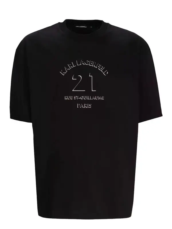 Karl Lagerfeld Paris-embroidered Cotton T-shirt - Black