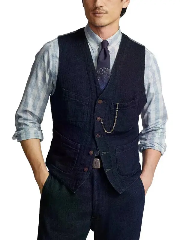 Ralph Lauren Denim-panel Waistcoat - Blue