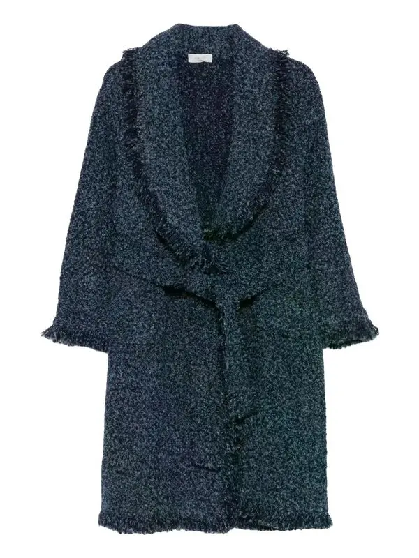 CHARLOTT Fringed Bouclé Coat - Blue