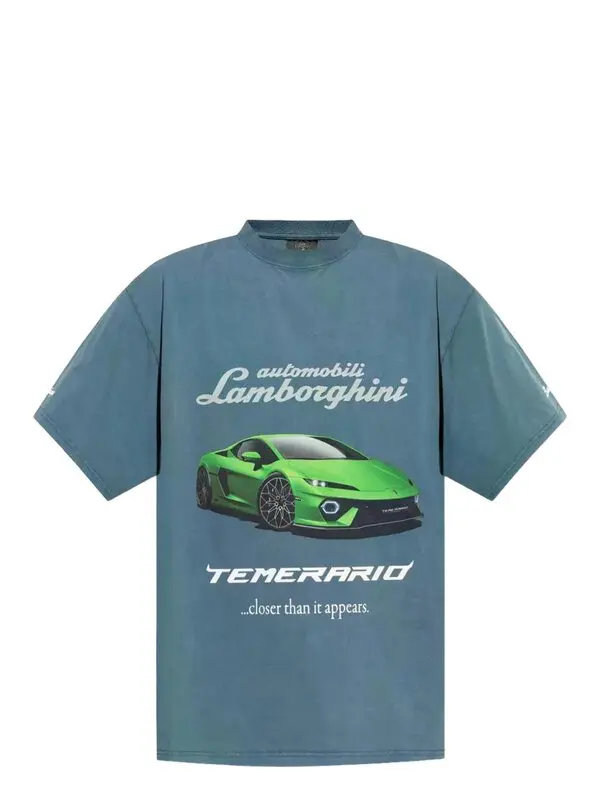 Balenciaga X Automobili Lamborghini Graphic-print T-shirt - Blue