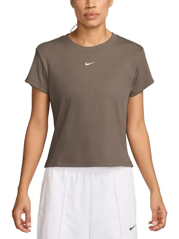 Nike Sportswear Rib Cotton Blend T-shirt - Mink Brown