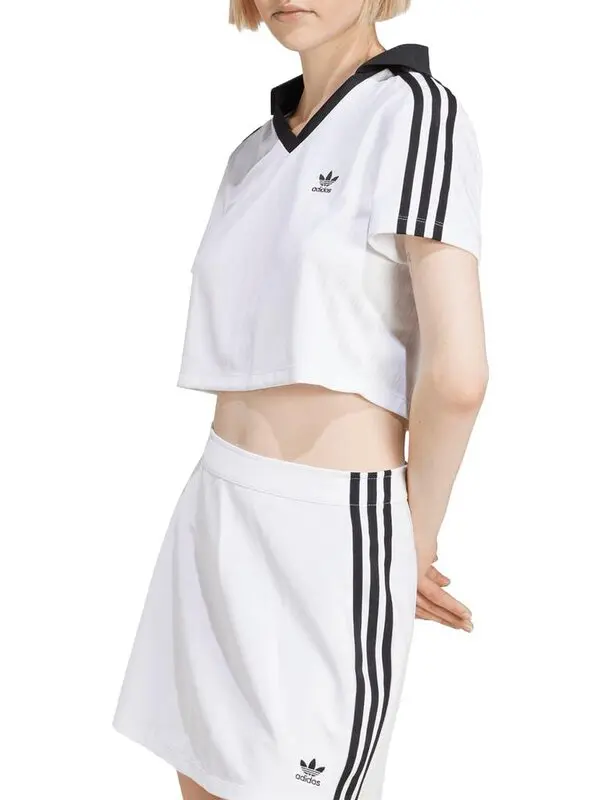 Adidas Originals By Alexander Wang Adicolor Jacquard Crop Soccer Polo - White