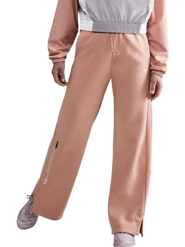 Nike Wide-leg Brushed-fleece Pants - Rose Gold/sail