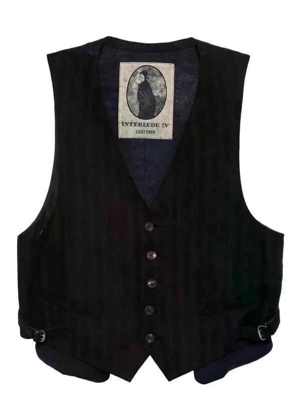 ZIGGY CHEN Striped Waistcoat - Black