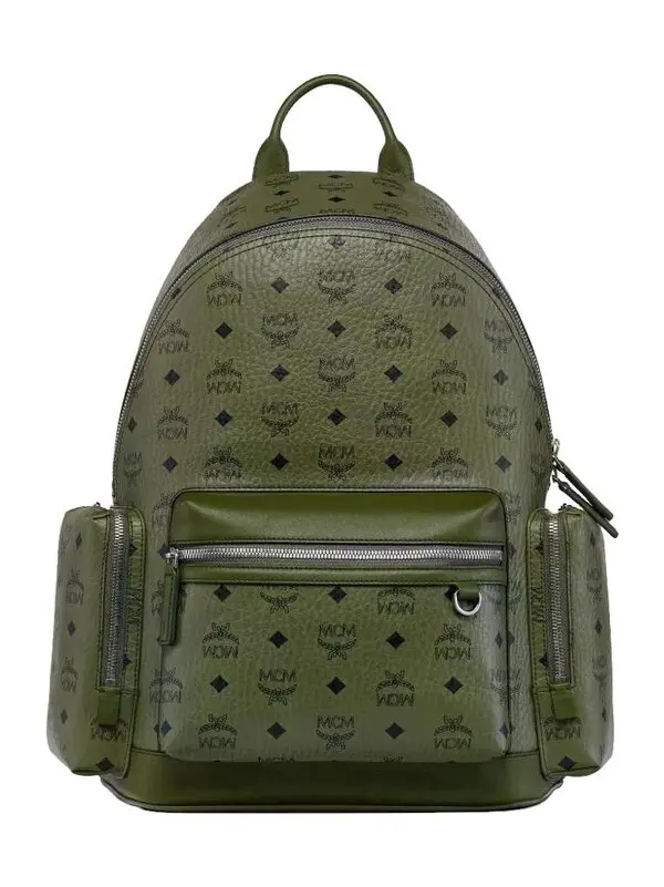 Mcm Medium Stark Visetos Monogram Backpack - Green