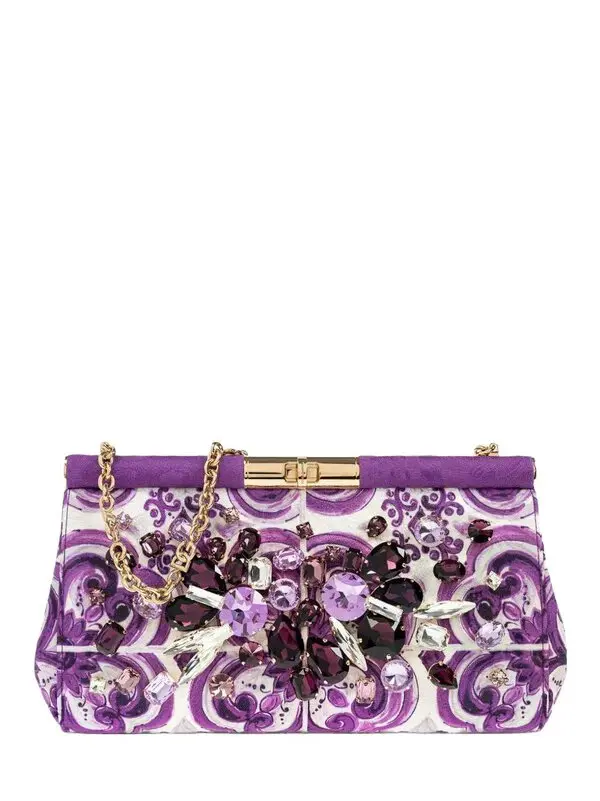 Dolce & Gabbana Small Floral Clutch - Purple