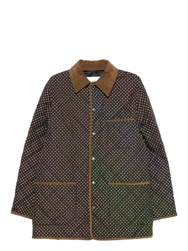 Valentino Garavani Geometric Pattern Corduroy Collar Overshirt - Blue