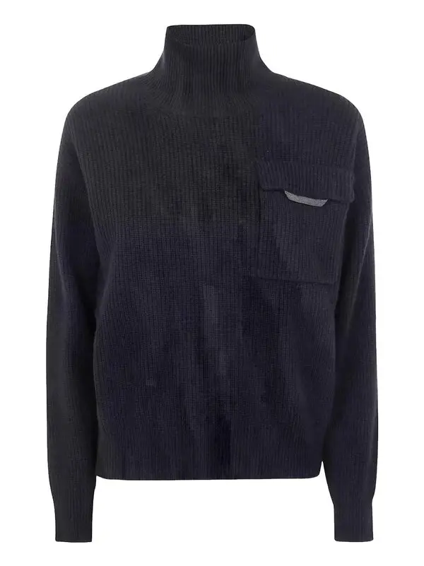 Brunello Cucinelli High-neck Pocket Sweater - Black