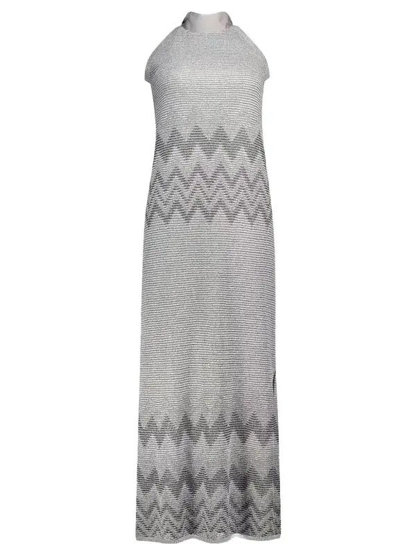 D.exterior Metallic-knit Halterneck Dress - Grey