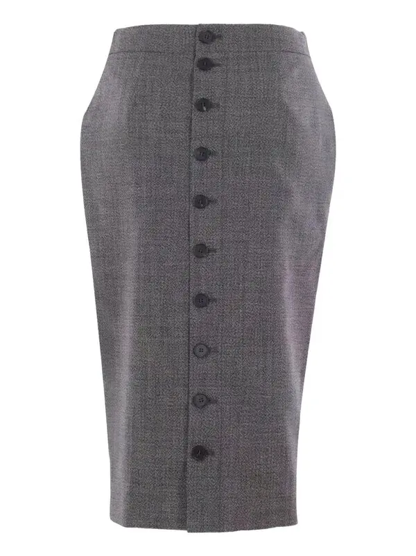 Alexander McQueen Button-front Wool Skirt - Grey
