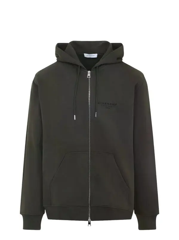 Givenchy Logo-embroidered Zip-up Hoodie - Green