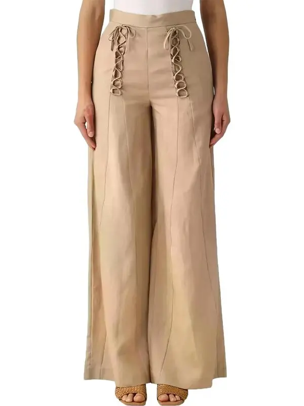 TWINSET Lace-up Wide-leg Trousers - Neutrals