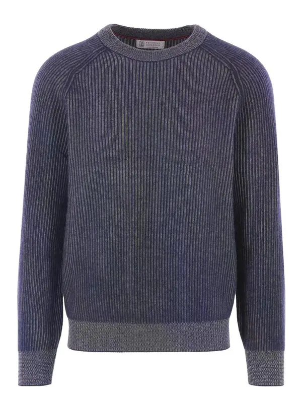 Brunello Cucinelli Ribbed Raglan-sleeve Sweater - Blue