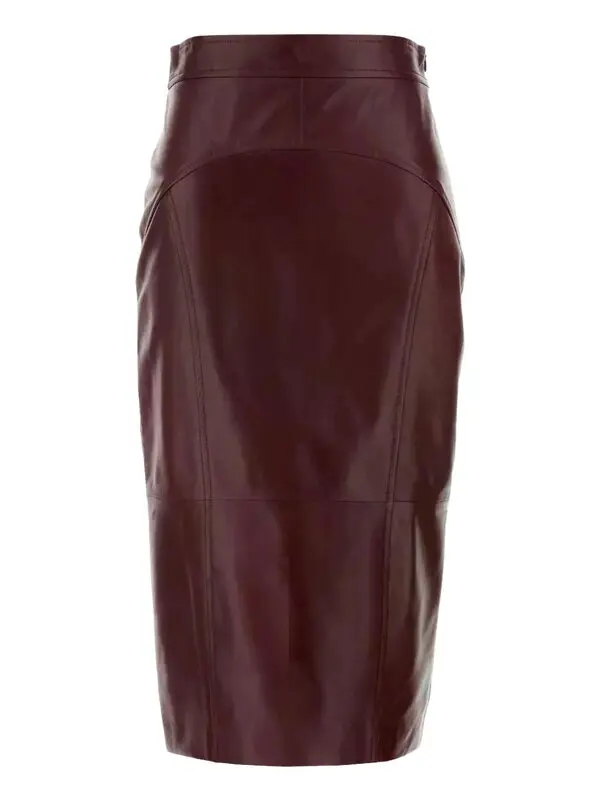 Max Mara Leather Panel Midi Skirt - Red