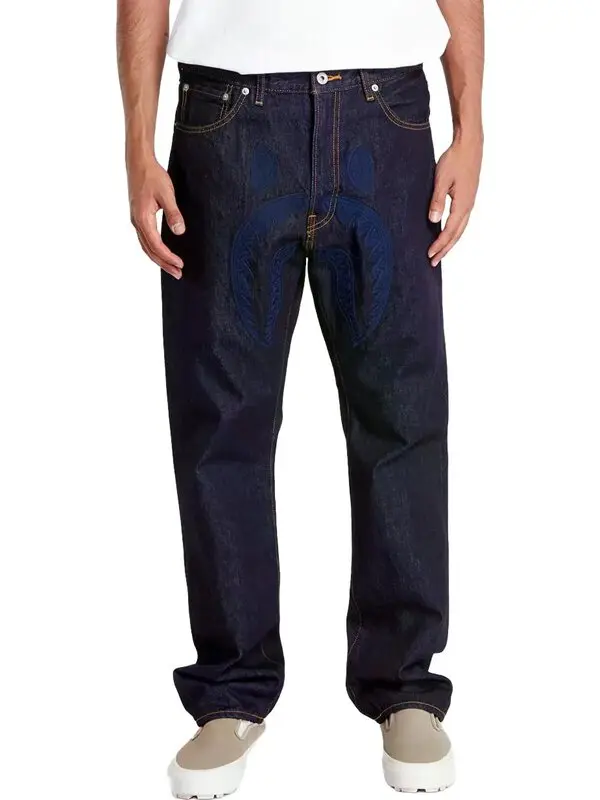 A BATHING APE Shark Embroidered Jeans - Blue