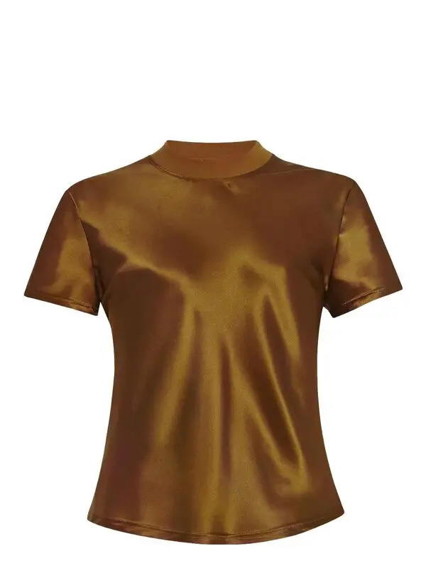 Rosetta Getty Satin-effect Short-sleeve Top - Brown
